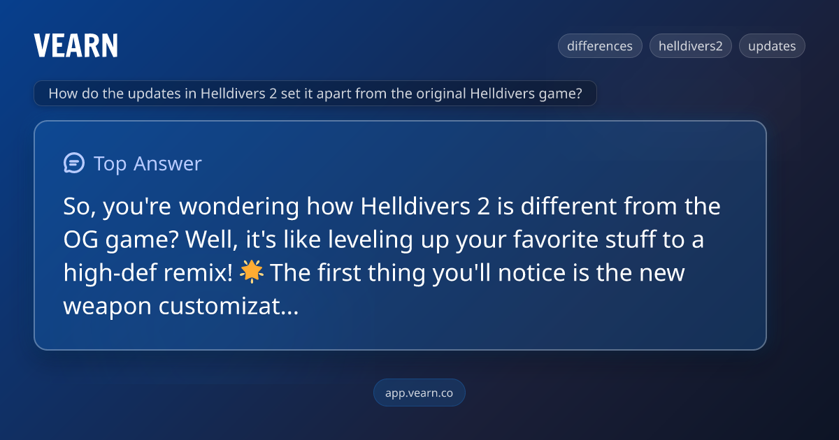 How do the updates in Helldivers 2 set it apart from the original ...